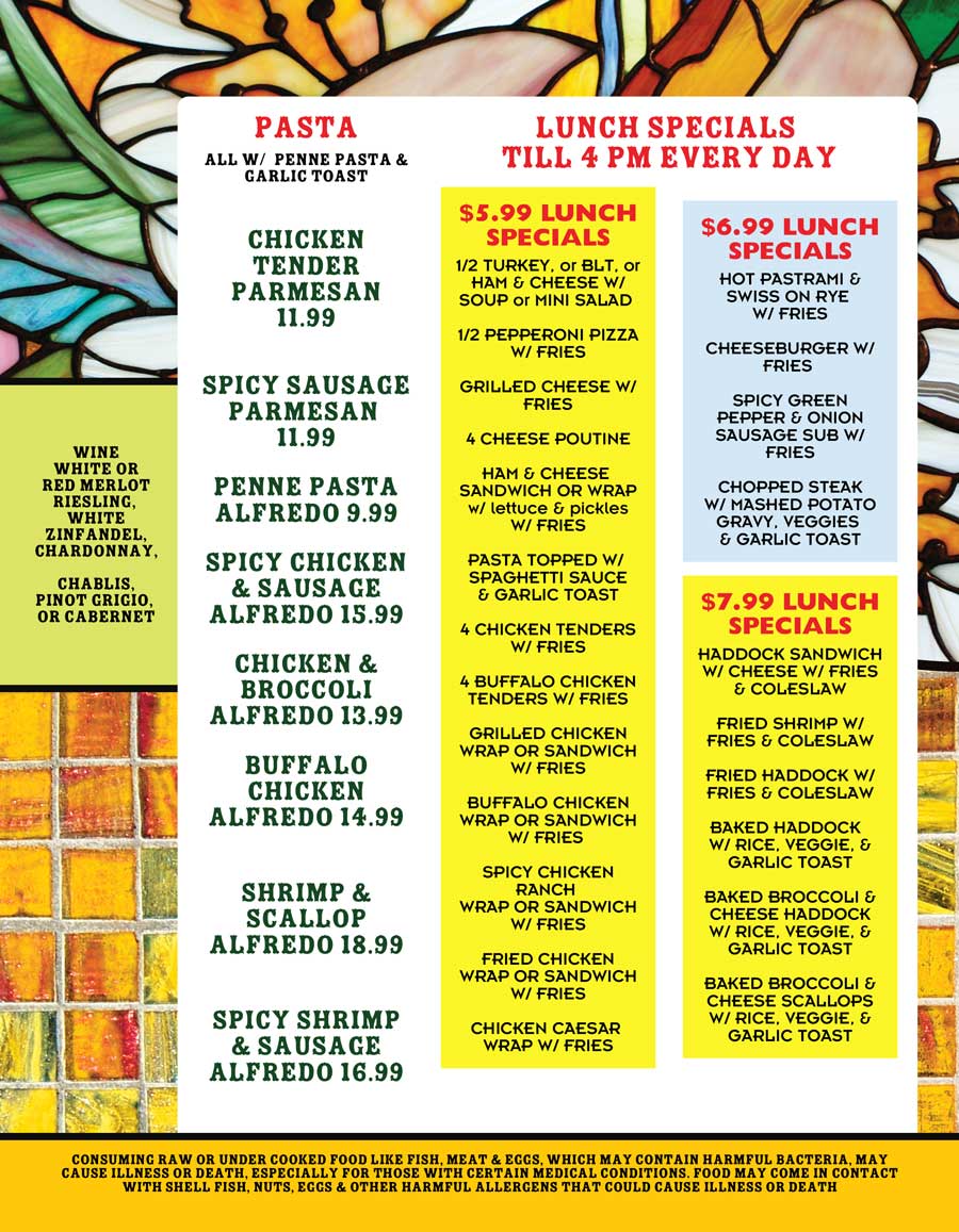 Pasta, Pizza & Salad | Gridiron Restaurant and Sports Pub